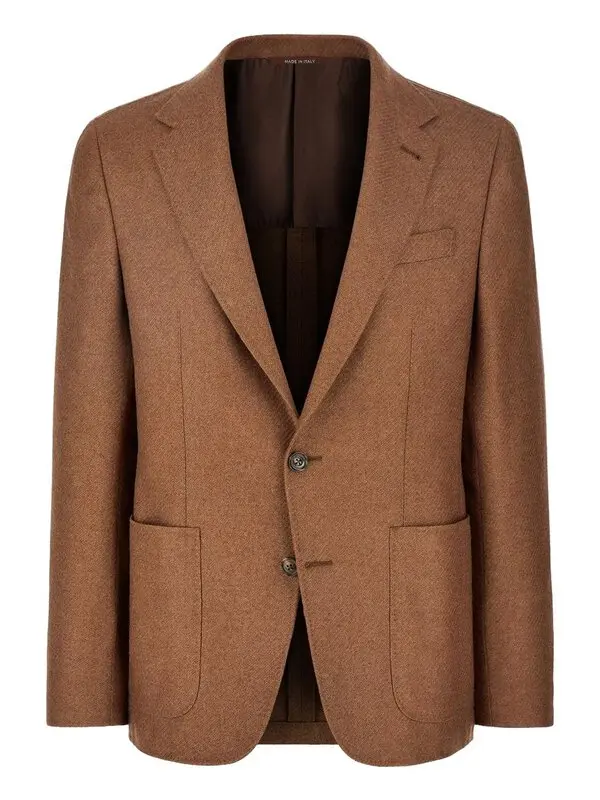 Canali Camel Silk And Cashmere Kei Jacket - Brown
