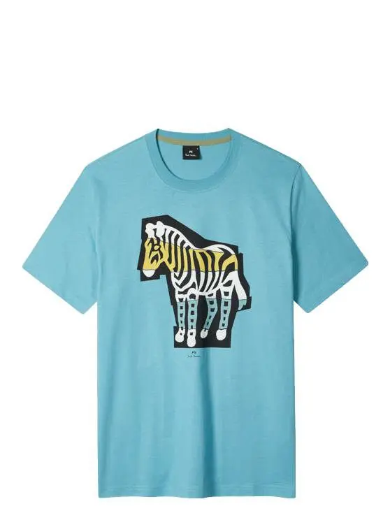 Paul Smith Light Teal 'zebra Cutout' Print T-shirt - Green