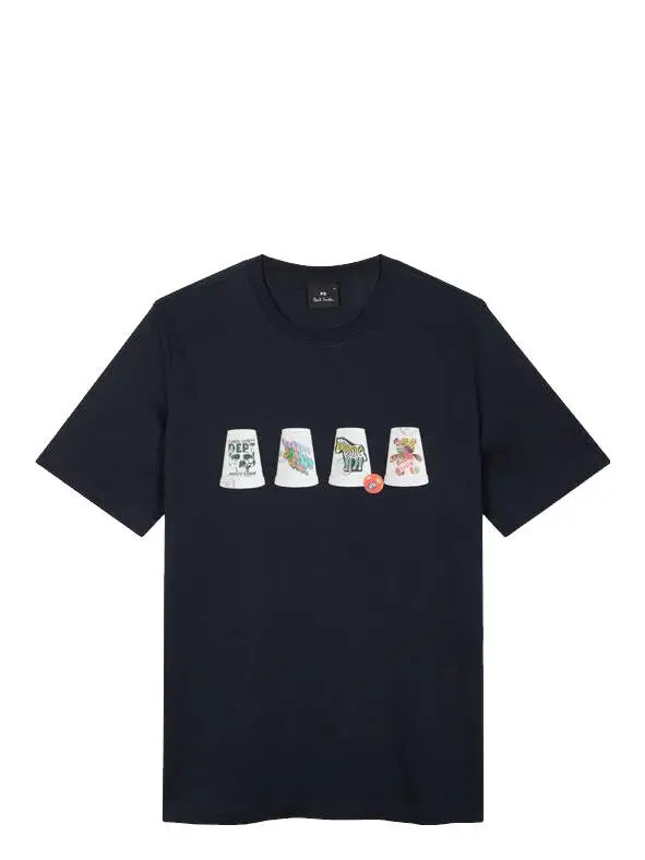 Paul Smith Dark Navy 'cups' Print T-shirt - Blue