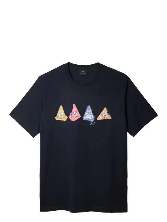 Paul Smith Navy 'cones' Print T-shirt - Blue