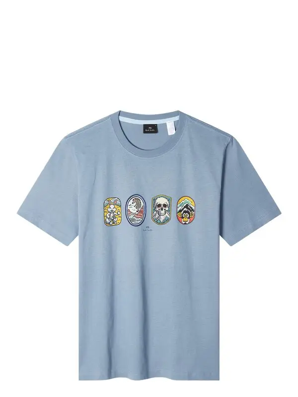Paul Smith Pale 'badges' T-shirt - Blue