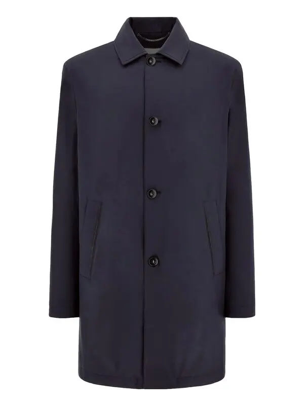 Canali Nuvola Technical Fabric Rain Coat - Blue