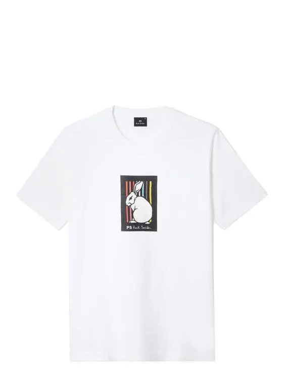 Paul Smith Cotton 'rabbit Stripe' Print T-shirt - White