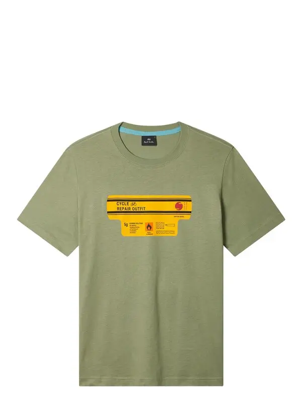 Paul Smith Khaki 'cycle Repair Outfit' Print T-shirt - Green