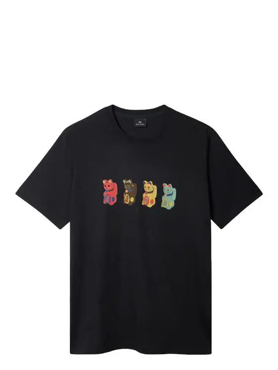 Paul Smith Lucky Cats' Print T-shirt - Black