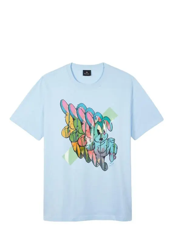 Paul Smith Light 'bunny Repeat' Print T-shirt - Blue
