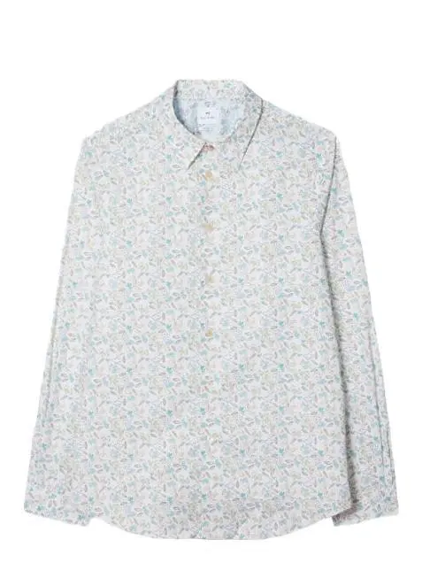 Paul Smith Organic Cotton 'globe Flower' Shirt - White