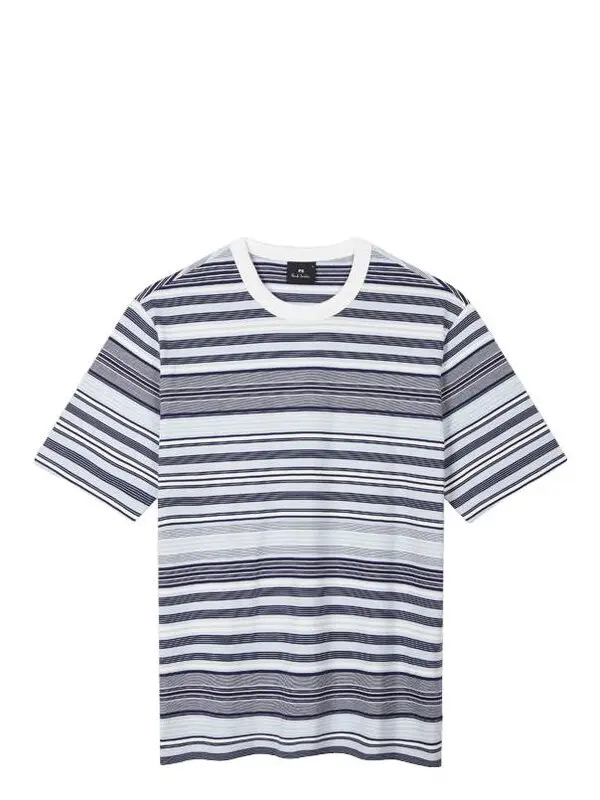 Paul Smith Navy And Stripe Organic-cotton T-shirt - White