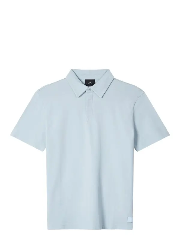 Paul Smith Pale Concealed-placket Polo Shirt - Blue