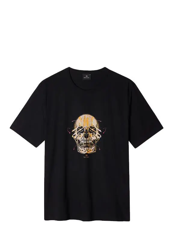 Paul Smith Painted Skull' Print T-shirt - Black