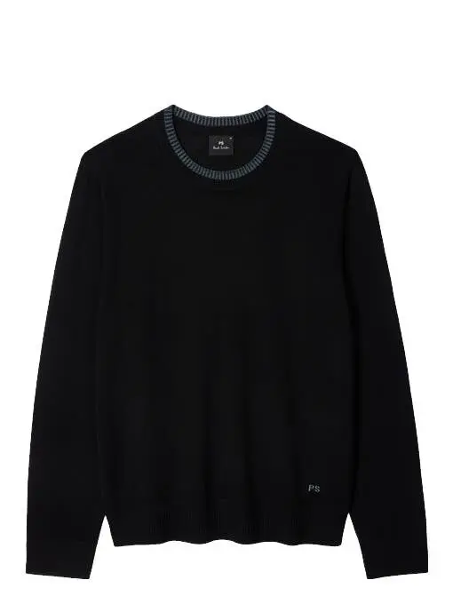 Paul Smith Merino Wool Contrast-collar Sweater - Black