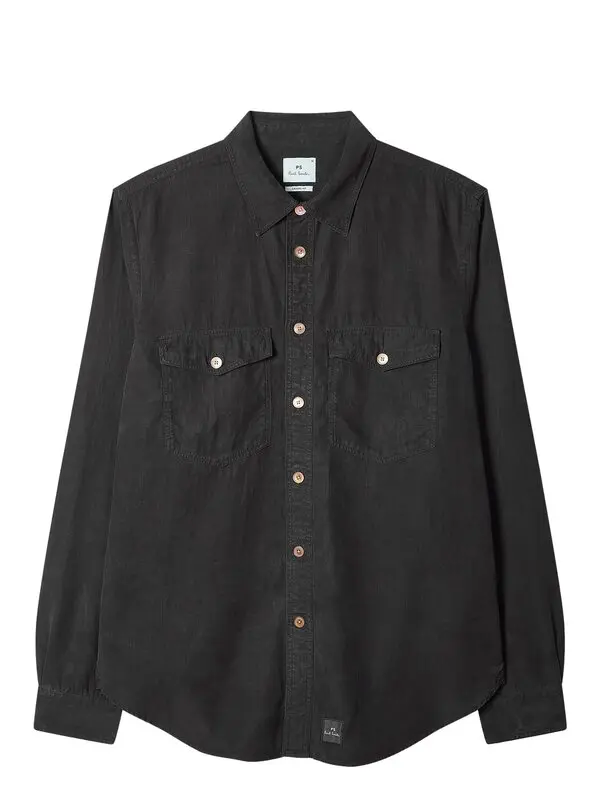 Paul Smith Lyocell-cotton Patch-pocket Shirt - Black