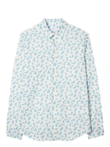 Paul Smith Slim-fit Organic Cotton 'campanula' Print Shirt - White