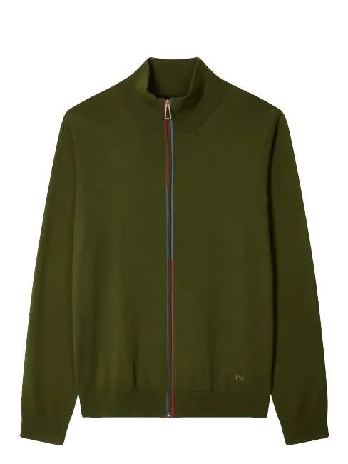 Paul Smith Merino Wool Zip Cardigan - Green