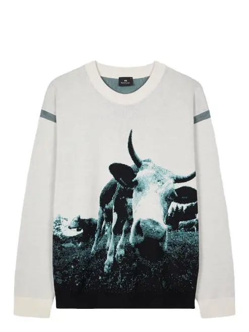 Paul Smith Cow Jacquard Cotton Sweater - Grey