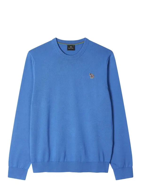 Paul Smith Organic Cotton Zebra Logo Sweater - Blue