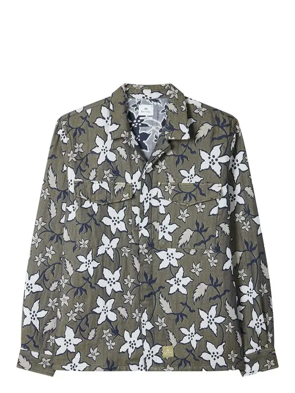 Paul Smith Khaki Floral Double-face Cotton Shirt - Green