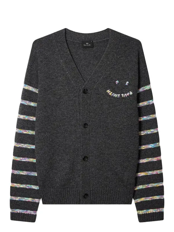 Paul Smith Striped Wool Blend Cardigan - Black