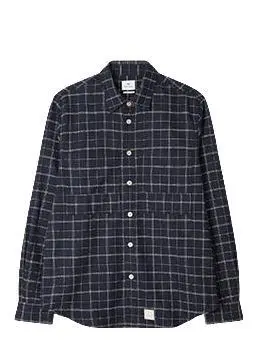 Paul Smith Regular-fit Navy Cotton Crepe Check Overshirt - Blue