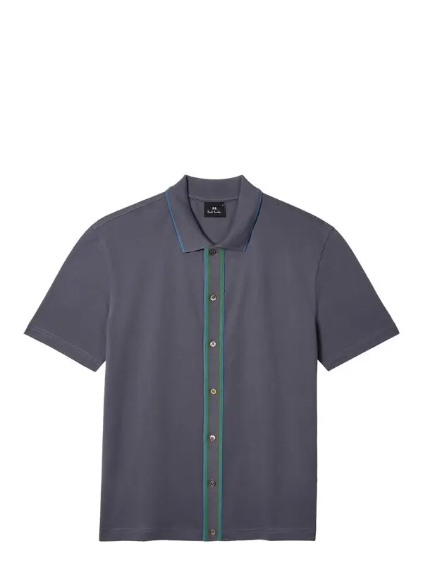 Paul Smith Button-front Stretch-cotton Polo Shirt - Grey