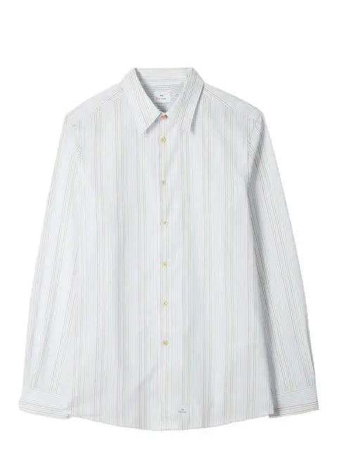 Paul Smith White Yarn-dyed Twisted Stripe Cotton Shirt - Multicolour