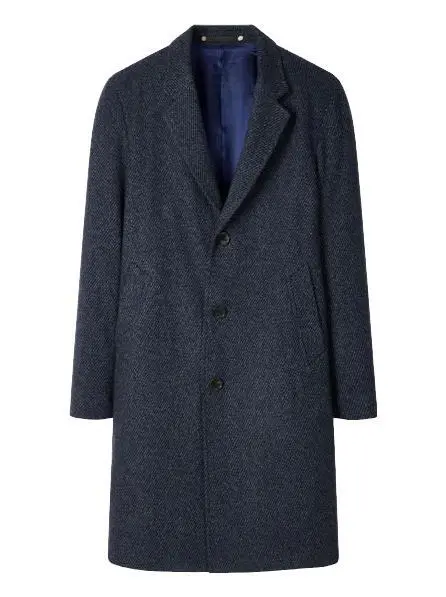 Paul Smith Textured Wool-blend Twill Overcoat - Blue