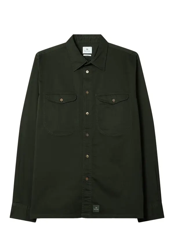 Paul Smith Dark Casual-fit Gart-dyed Sateen Shirt - Green