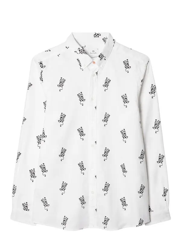 Paul Smith Regular-fit Cotton 'cow' Print Shirt - White