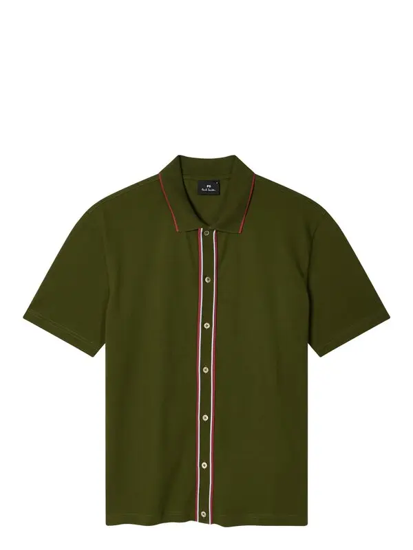Paul Smith Khaki Button-front Stretch-cotton Polo Shirt - Green