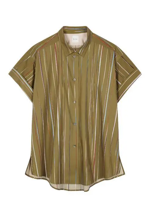 Paul Smith Signature Stripe Short Sleeve Shirt - Green