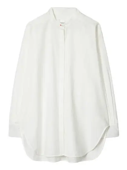 Paul Smith Ecru Grandad Collar Oversized Shirt - White