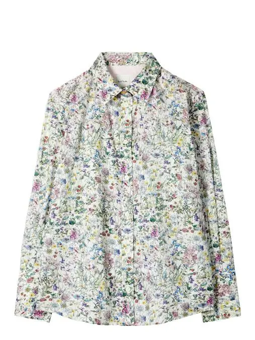 Paul Smith Cotton Liberty Floral Print Shirt - White