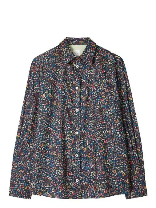 Paul Smith Cotton 'liberty Floral' Print Shirt - Blue
