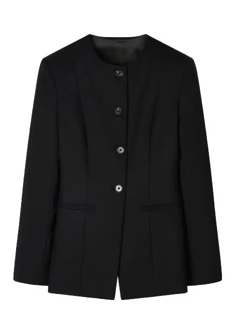 Paul Smith Collarless Wool Jacket - Black