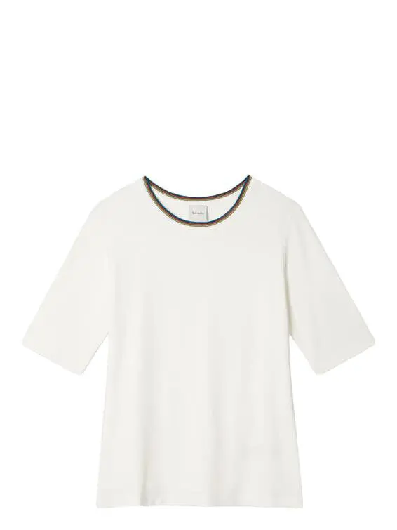 Paul Smith Viscose Top With Signature Stripe Trim - White