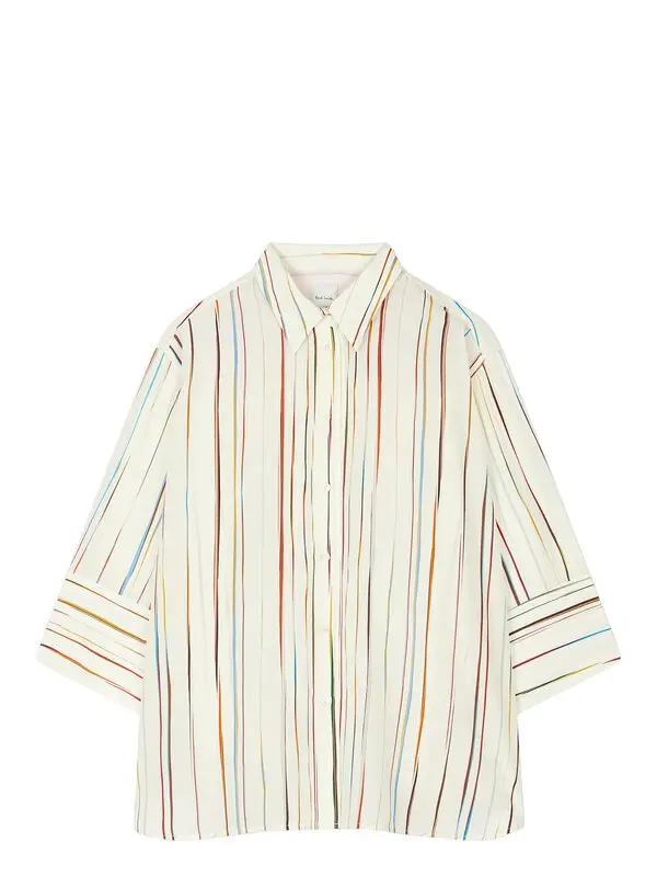 Paul Smith Pinstripe Silk Shirt - White