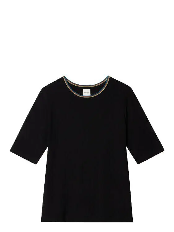 Paul Smith Viscose Top With Signature Stripe Trim - Black