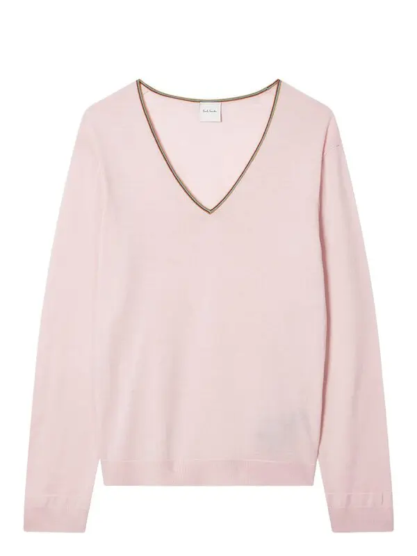 Paul Smith Merino Wool V-neck Sweater - Pink