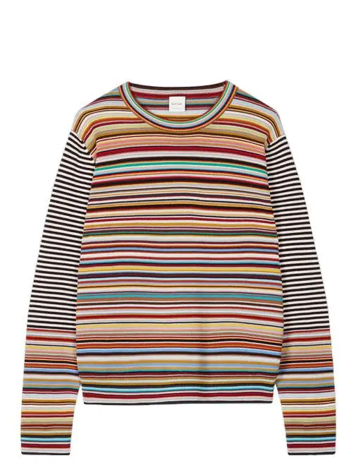 Paul Smith Wool 'signature Stripe' Contrast Sleeve Sweater - Multicolour