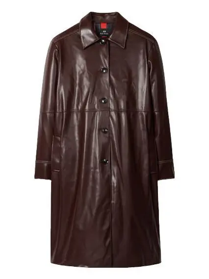 Paul Smith Faux Leather Trench Coat - Brown
