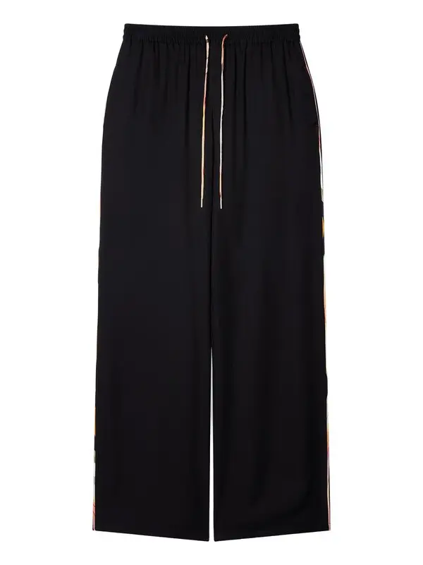 Paul Smith Viscose Swirl Drawstring Trousers - Black