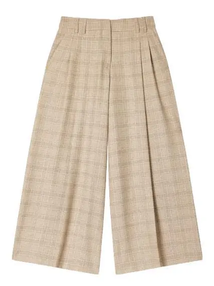 Paul Smith Wool-blend Check Wide-leg Trousers - Brown