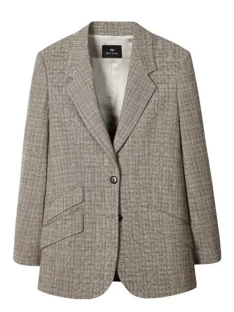 Paul Smith Textured Check Wool-blend Blazer - White