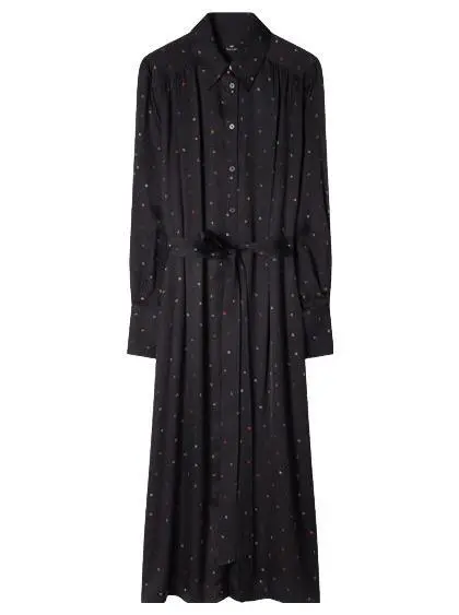 Paul Smith Ps' Letters Viscose Shirt Dress - Black