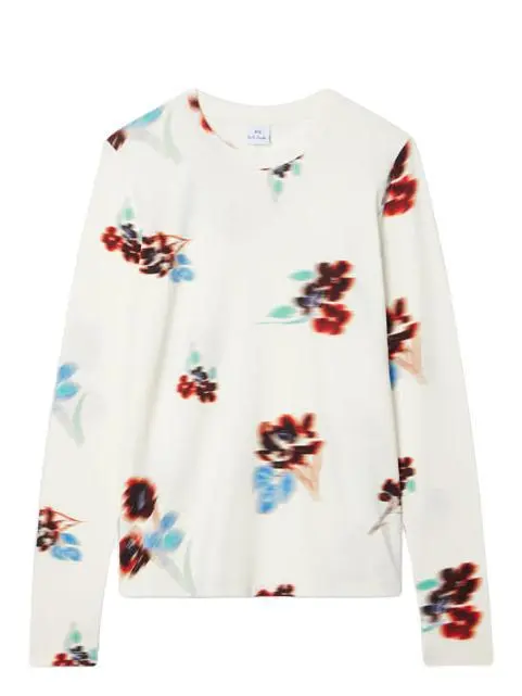 Paul Smith Hazy Floral' Long Sleeve T-shirt - White