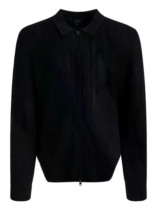 Vince Zip-up Ribbed Jacket - Black