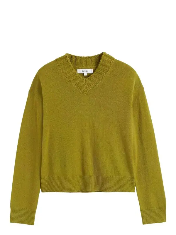 Chinti & Parker Ribbed V-neck Sweater - Green