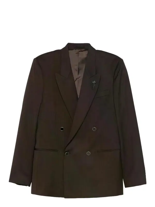 LARDINI Double-breasted Jacket - Brown