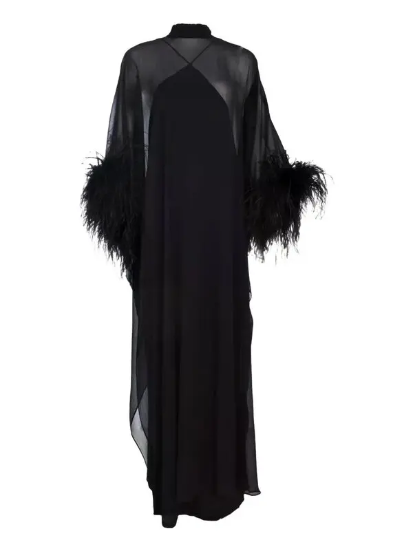 TALLER MARMO Feather-trim Kaftan - Black