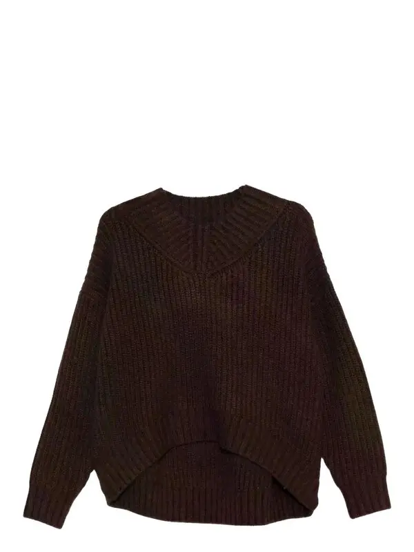 Staud Ribbed V-neck Sweater - Brown